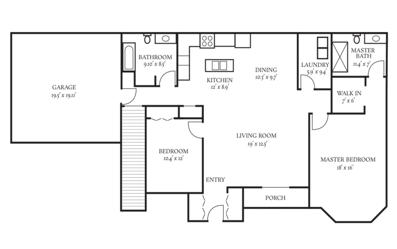 Unit 1 Floor Plan - Creekside Crossing
